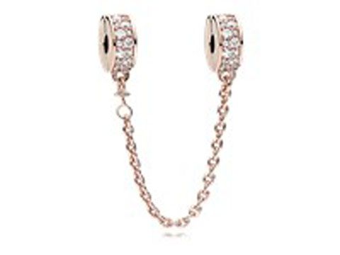 PANDORA 786322CZ-05 Pavé-Glanz Sicherheitskettchen PANDORA Rose - 5 cm ...